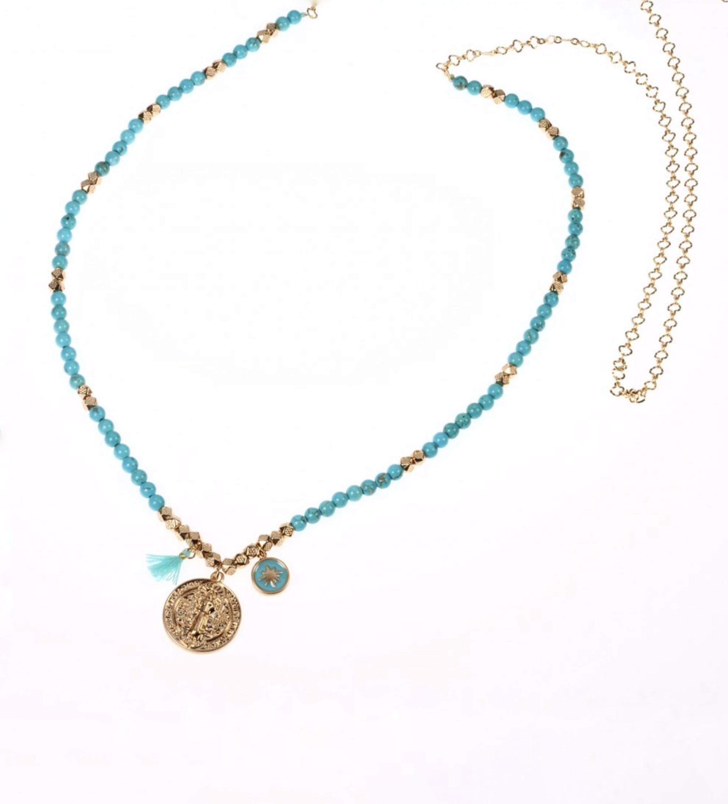 LIVIA LONG TURQUOISE NECKLACE
