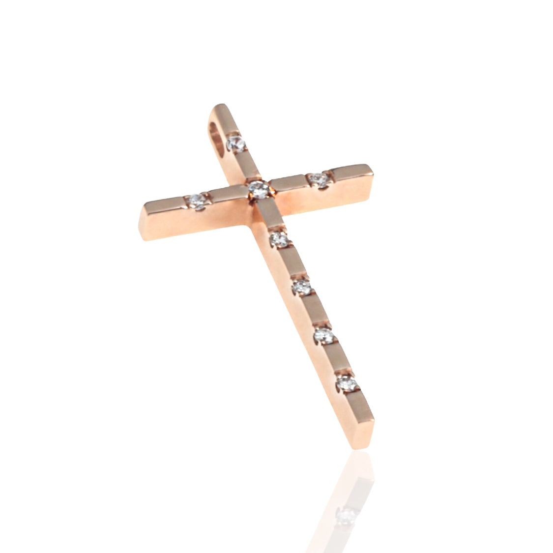DIAMOND ROSE GOLD CROSS