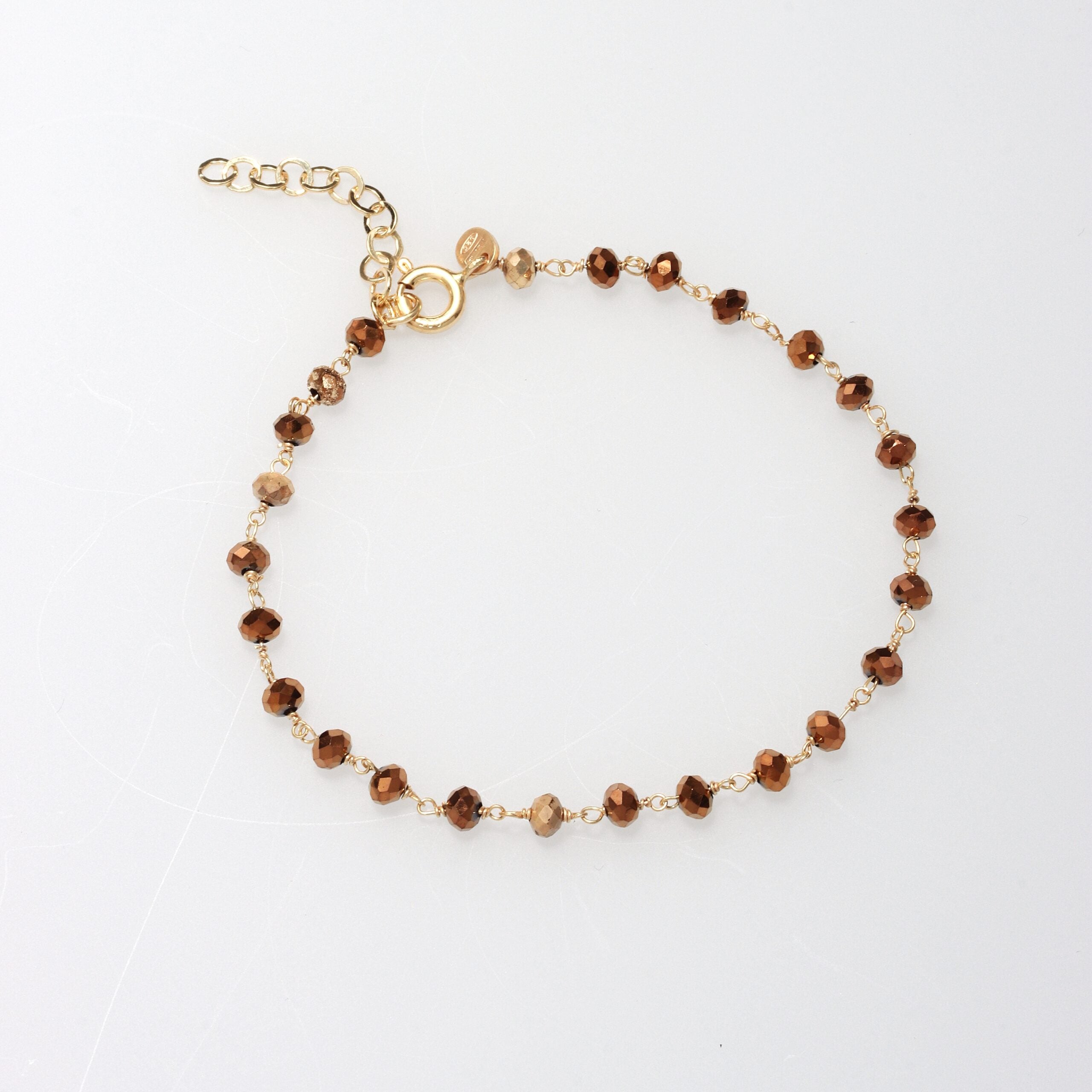 ROSARY SHINY BRONZE 925 SILVER BRACELET (gold plated)